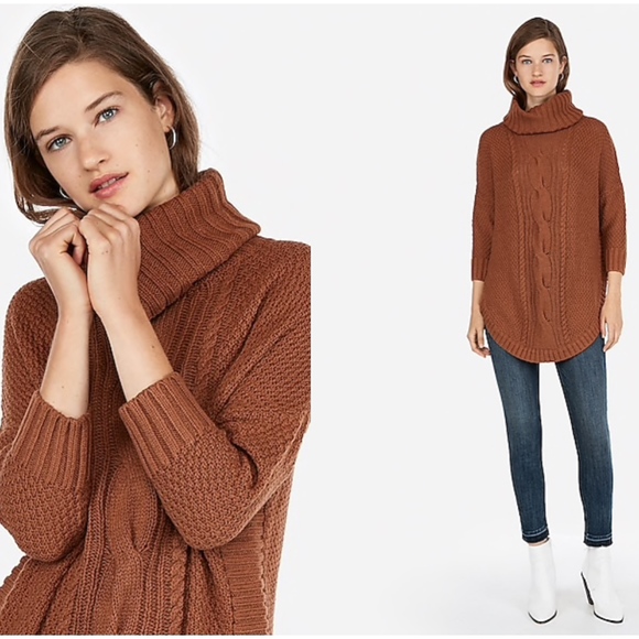Express | Sweaters | Express Cowl Neck Cable Knit Circle Hem Sweater ...